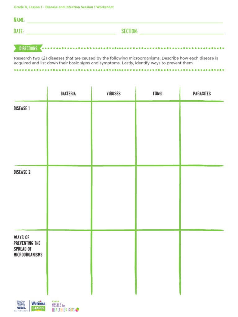 GR08 L01 Disease and Infection Session 1 Worksheet | PDF | Self ...