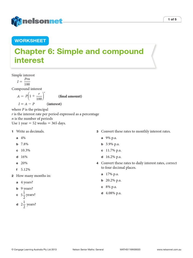 Simple and Compound Interest | PDF | Compound Interest | Interest