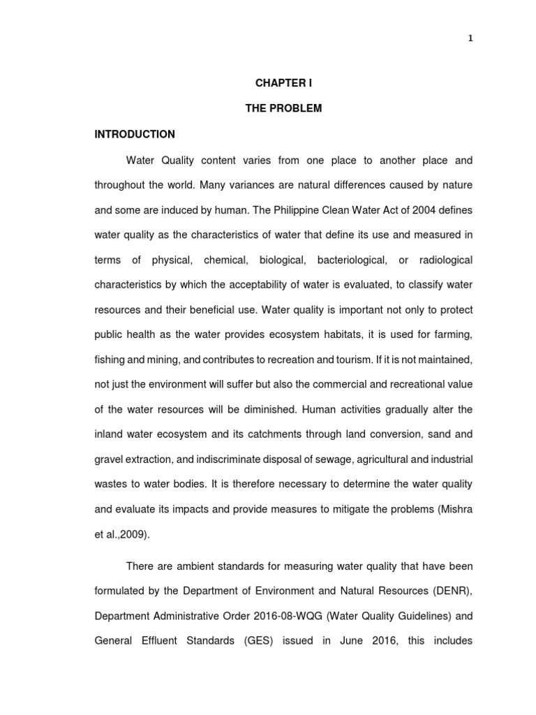 Water Quality Classification of Quitinday Underground River Based Upon ...