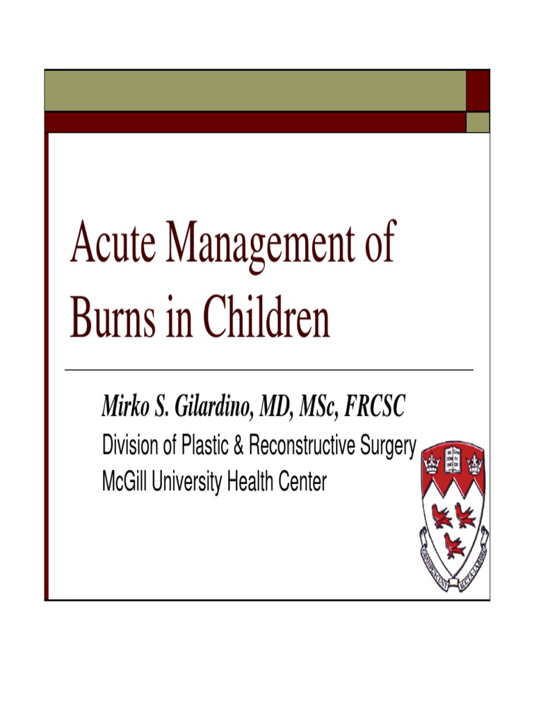 Acute Management of Burns in Children | PDF | Burn | Scar