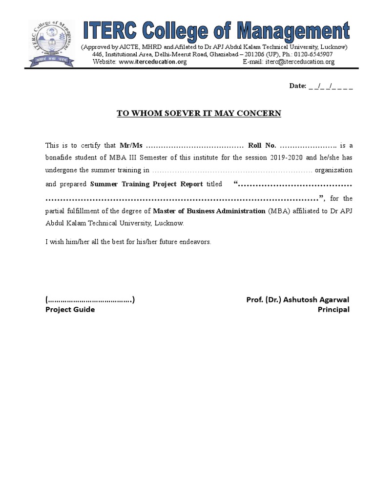 Certificate From Institute | PDF