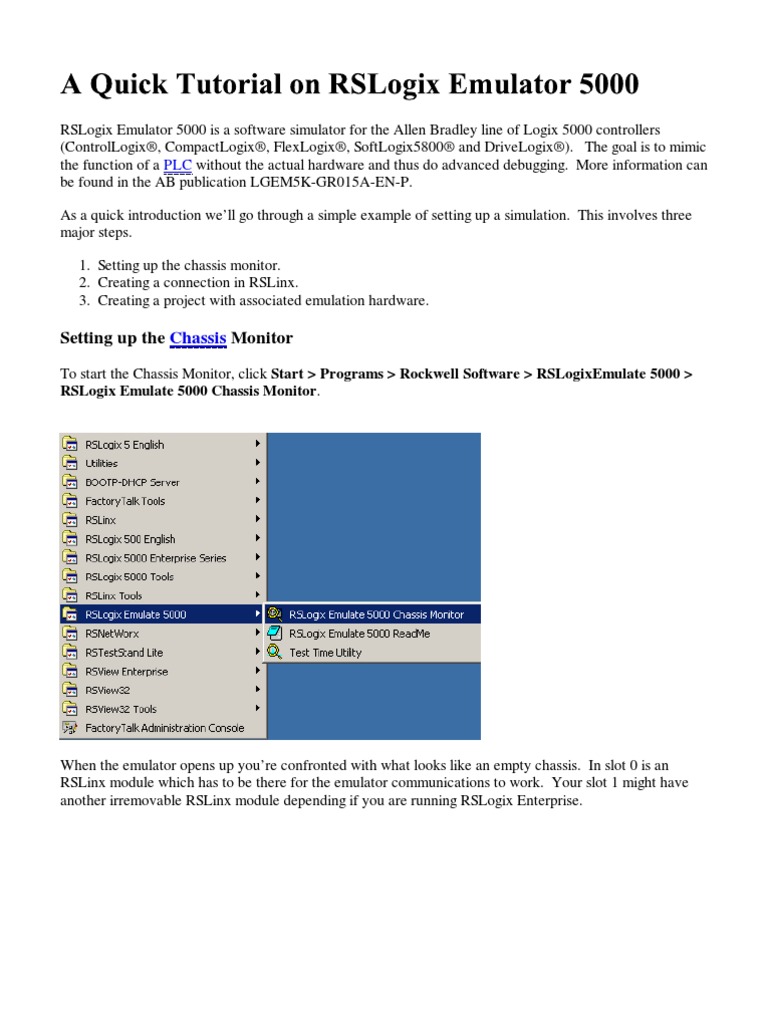 A Quick Tutorial On RSLogix.. | PDF | Emulator | Programmable Logic Controller