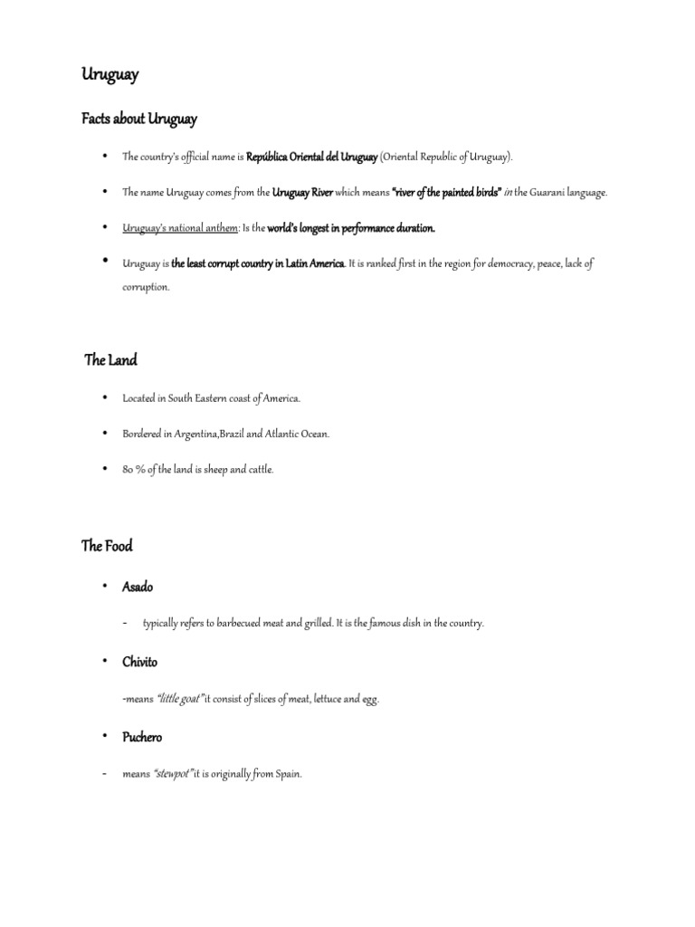 Facts About Uruguay | PDF