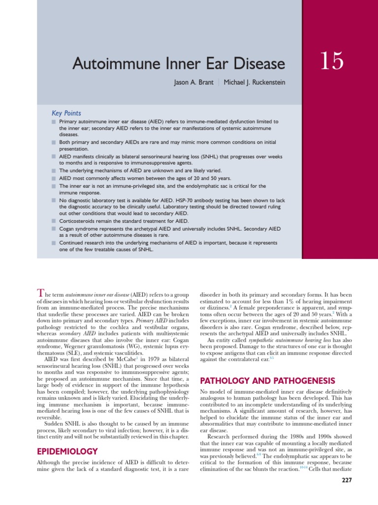 Autoimmune Inner Ear Disease: Key Points | PDF | Autoimmunity ...