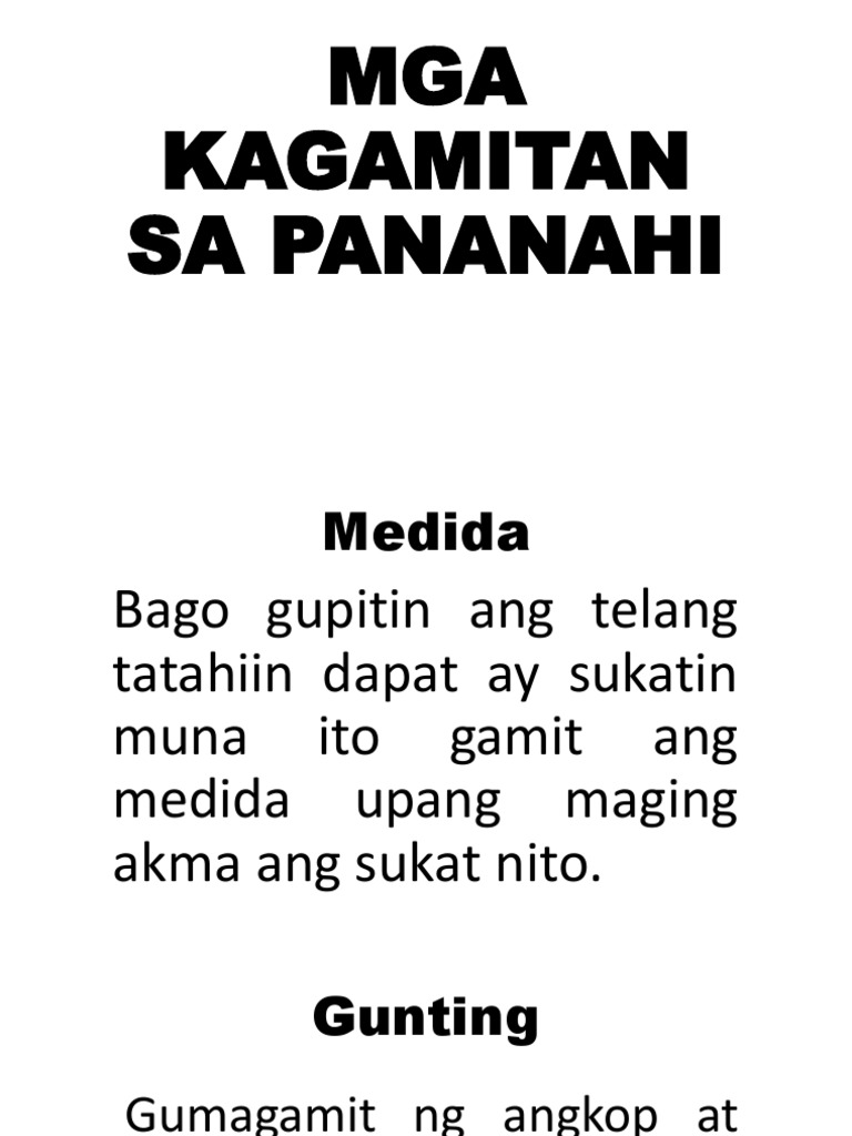 Mga Kagamitan Sa Pananahi | PDF