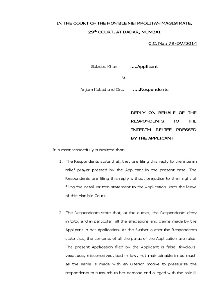 Reply To Interim Maintenance | PDF | Justice | Crime & Violence