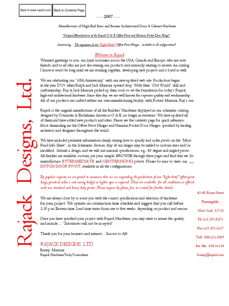 Rajack Cabinet Hardware | PDF | Door | Specification (Technical Standard)