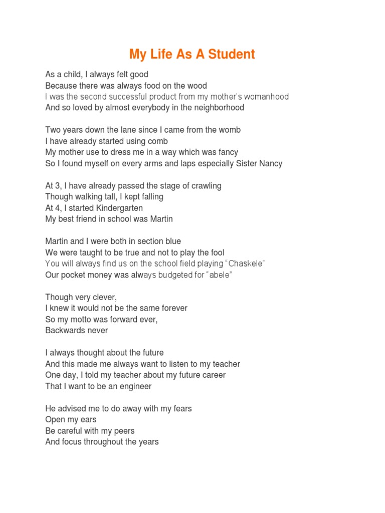 My Life As A Student | PDF