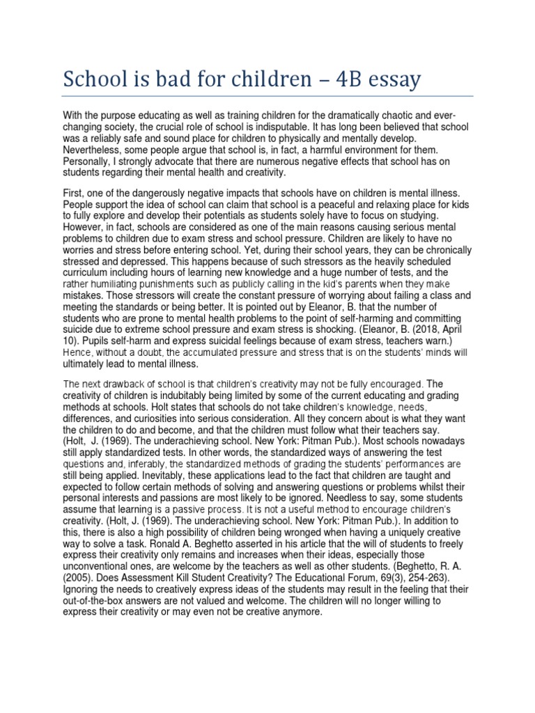 The Negative Impacts of School on Children's Mental Health and ...