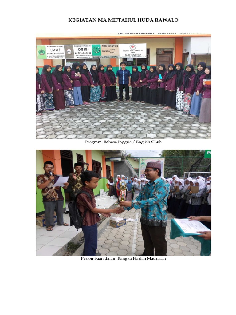 Foto Kegiatan Ma Miftahul Huda Rawalo | PDF