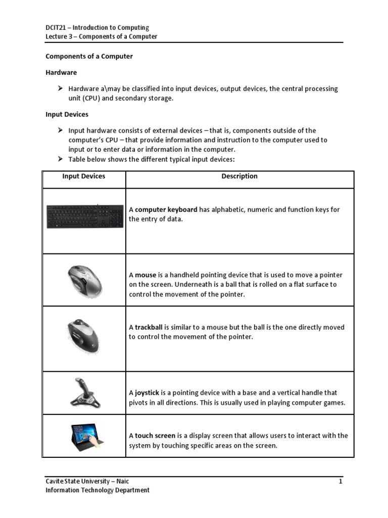 DCIT21 - Introduction To Computing Lecture 3 - Components of A Computer | PDF | Computer Data ...