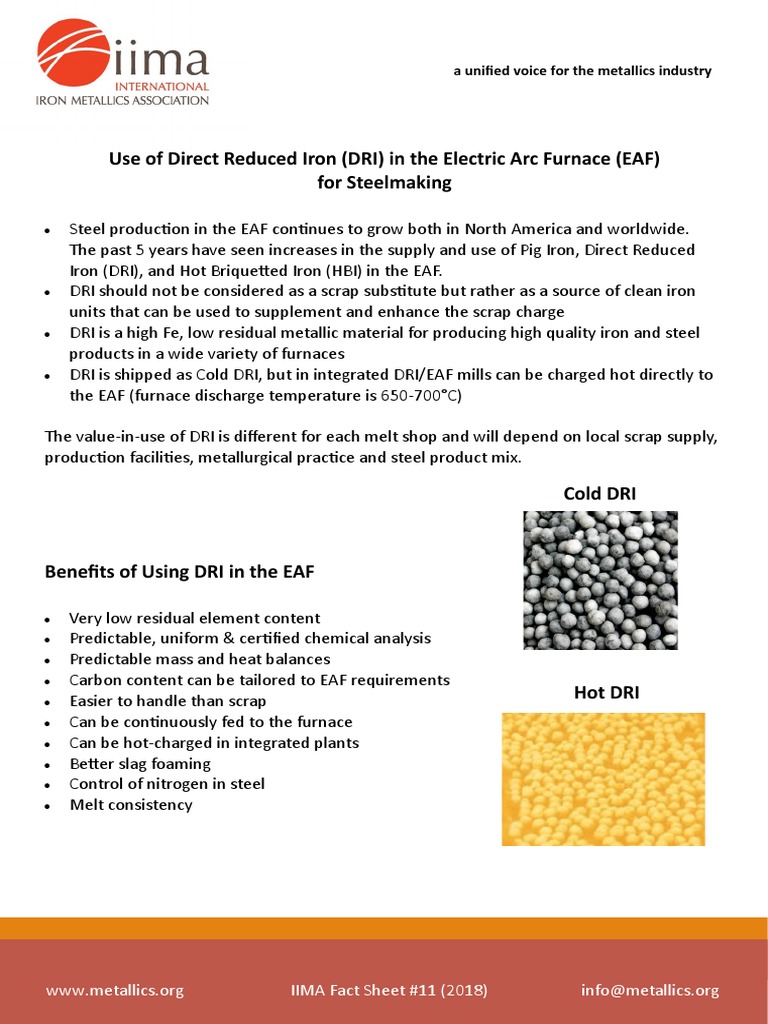 11 - DRI in EAF Fact Sheet V2 | PDF | Iron | Steelmaking