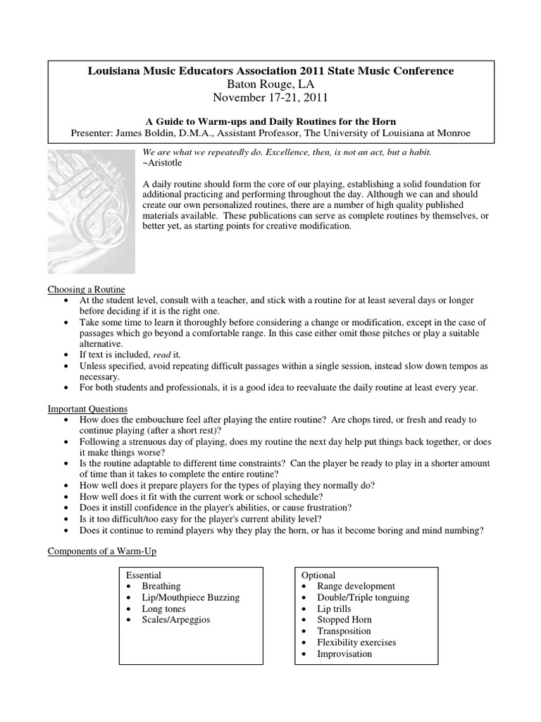 James Boldin - A Guide To Warm-Ups and Dauly Routines For The Horn ...