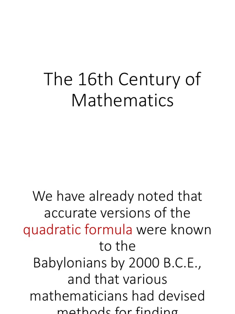 16th Century Math