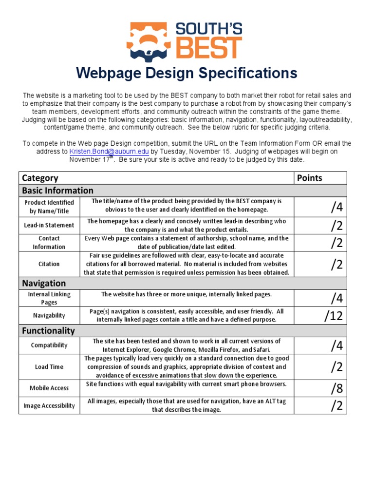 Webpage Design Rubric | PDF | Web Design | Web Page