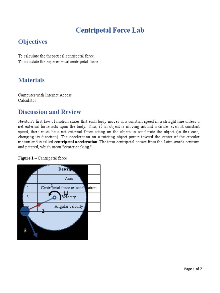 PHY-251 Centripetal Force Lab | PDF | Acceleration | Angle