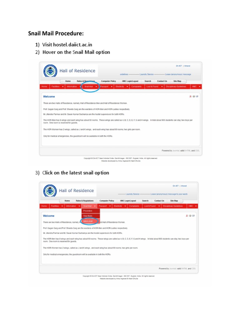 Snail Mail Procedure