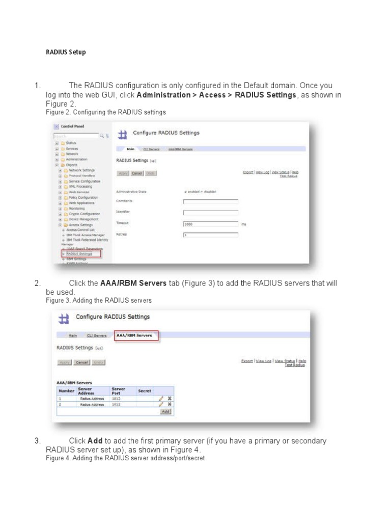 RADIUS Setup: Figure 2. Configuring The RADIUS Settings | PDF | Radius | Port (Computer Networking)