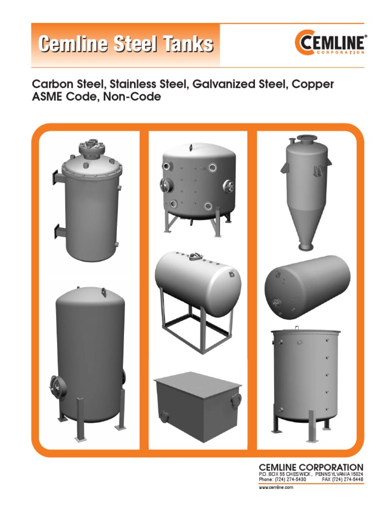 Cemline Steel Tank | PDF | Pipe (Fluid Conveyance) | Boiler