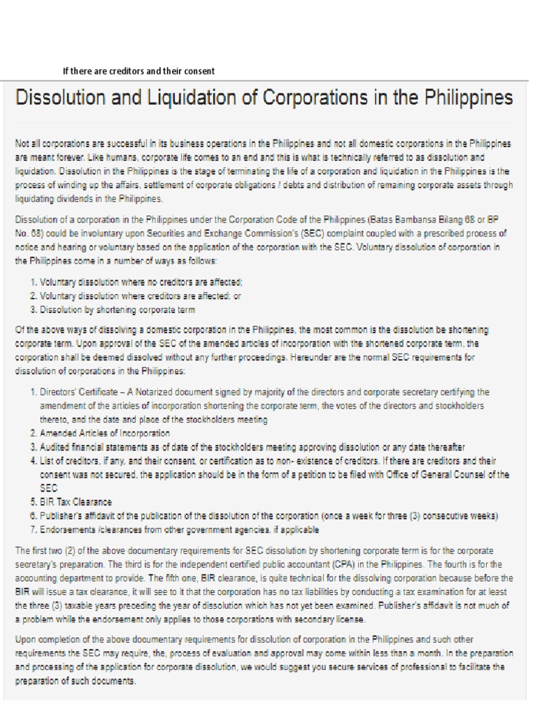 Dissolution of Corporations | PDF