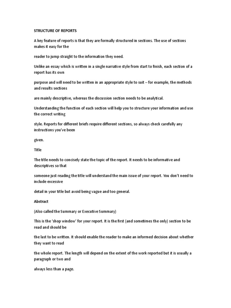Structure of Report | PDF | Abstract (Summary) | Question