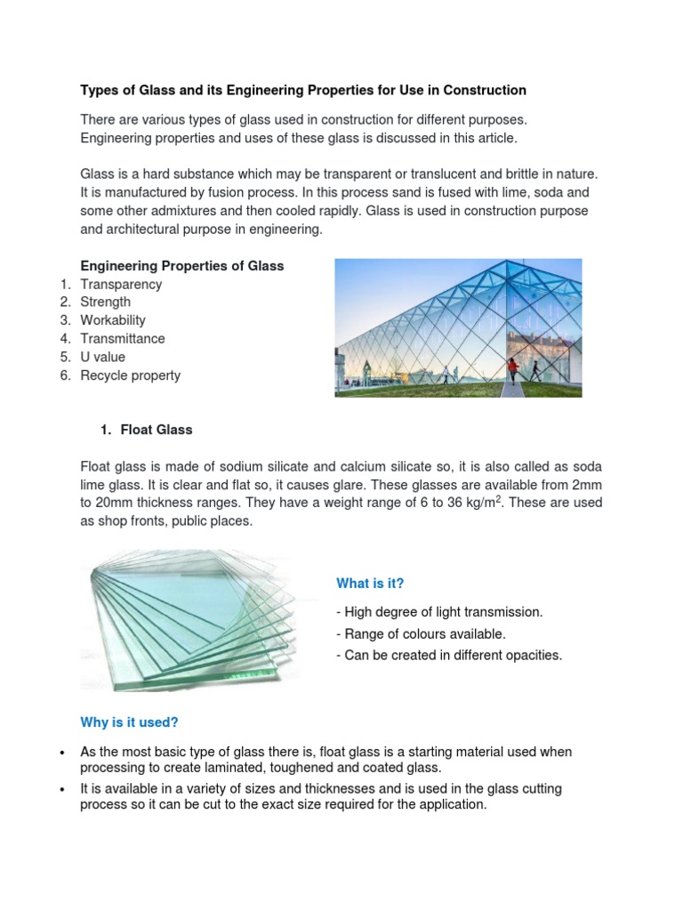 Types of Glass and Properties for Construction | PDF | Homogeneous Chemical Mixtures | Optical ...