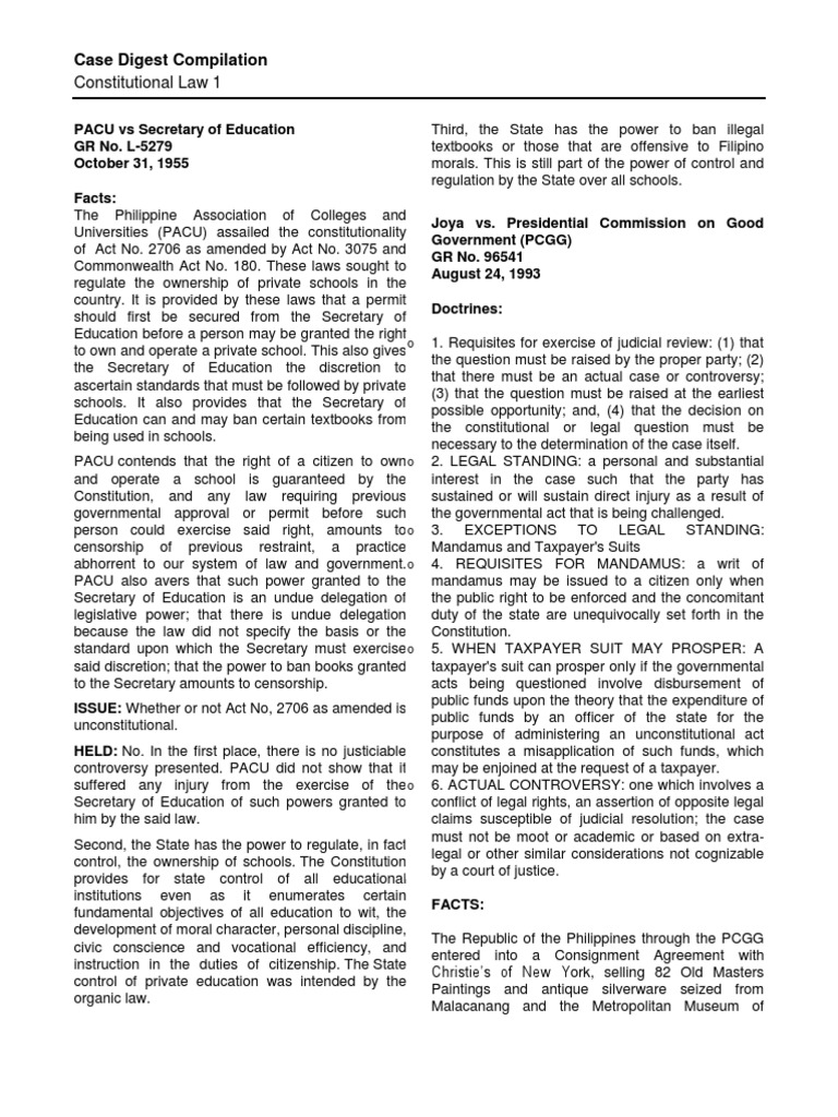 Case Digest Consti | PDF | Standing (Law) | Mandamus