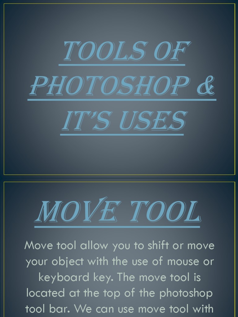 Tools of Photoshop & It's Uses | PDF | Adobe Photoshop | Art Media