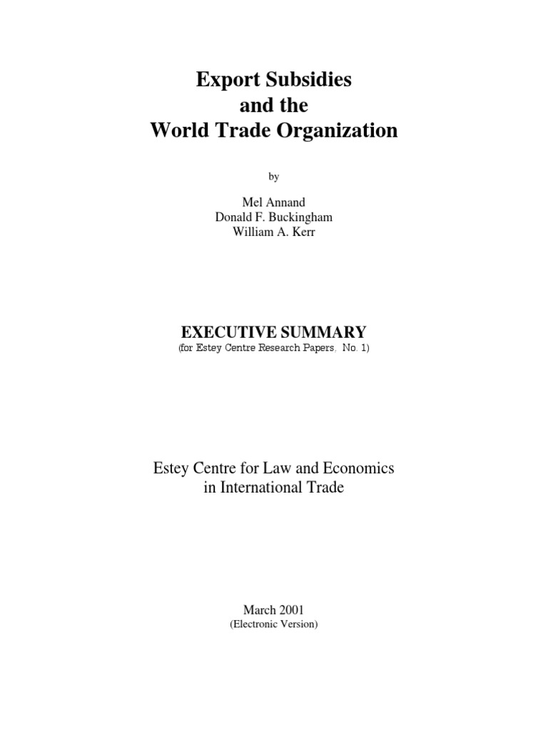 WTO Export Subsidies Analysis | PDF | World Trade Organization | Subsidy