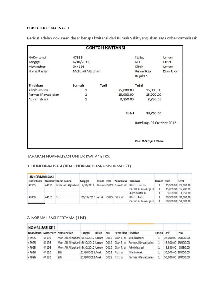 Contoh Normalisasi | PDF