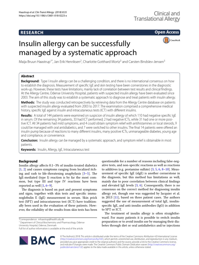 Insulin Allergy Can Be Successfully Managed by A Systematic Approach ...
