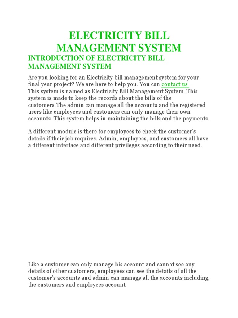 Electricity Bill Management System Overview | PDF | User Interface ...
