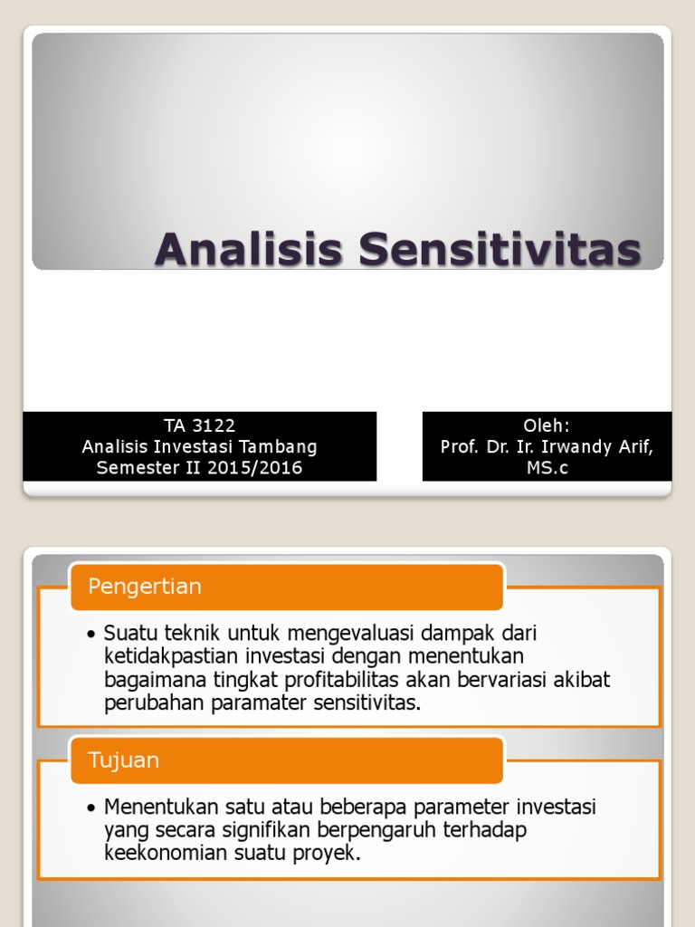 Analisis Sensitivitas Proyek Pertambangan | PDF