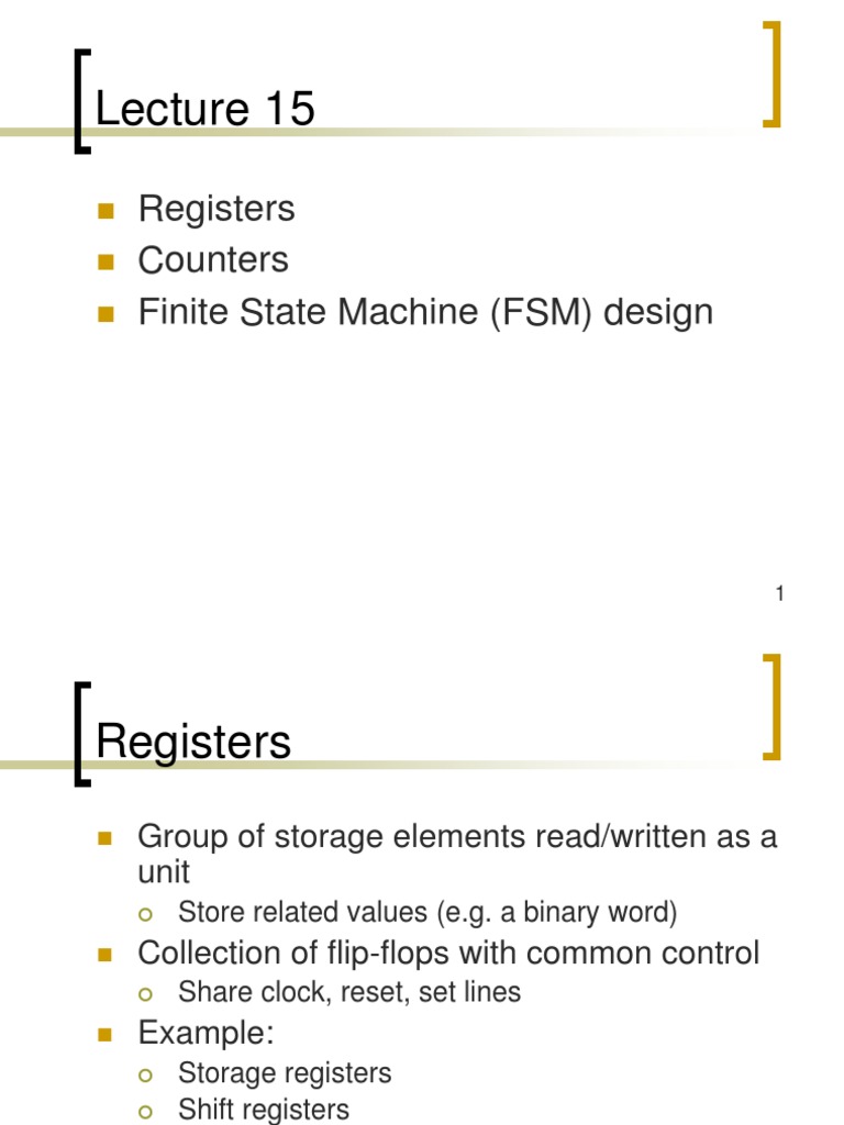 Registers Counters Finite State Machine (FSM) Design | PDF ...