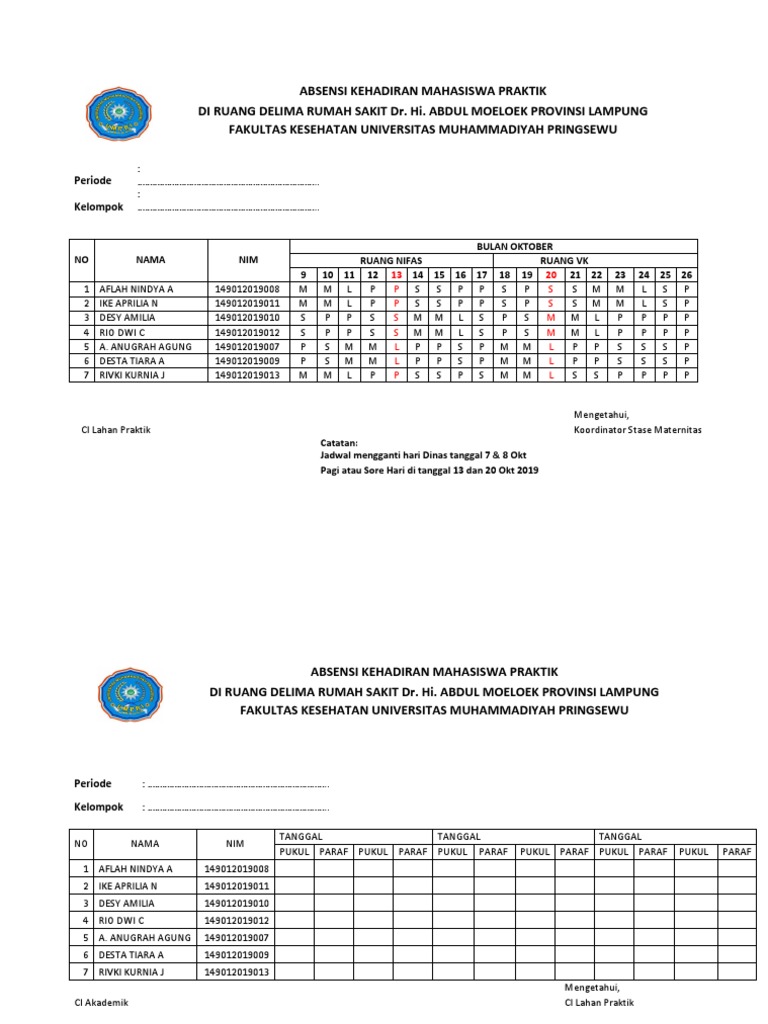 Absensi Kehadiran Mahasiswa Praktik | PDF
