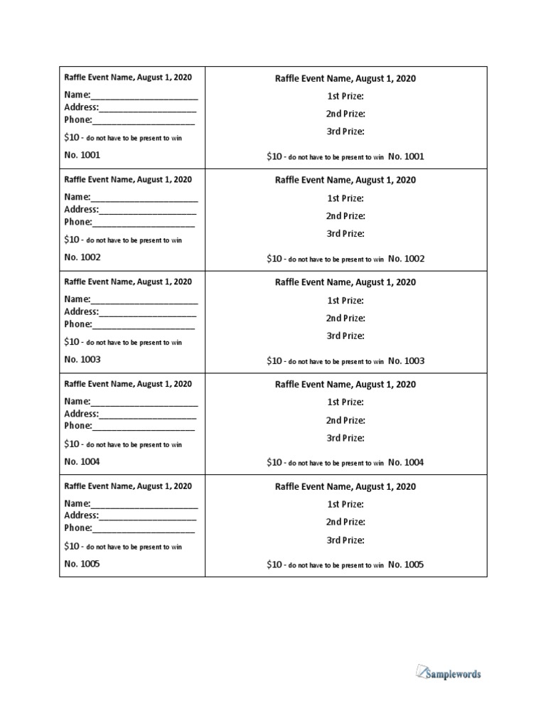 Raffle Ticket Template | PDF