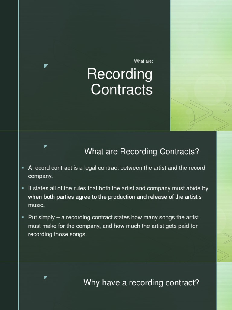 Recording Contracts | PDF | Prince (Musician) | Music Industry