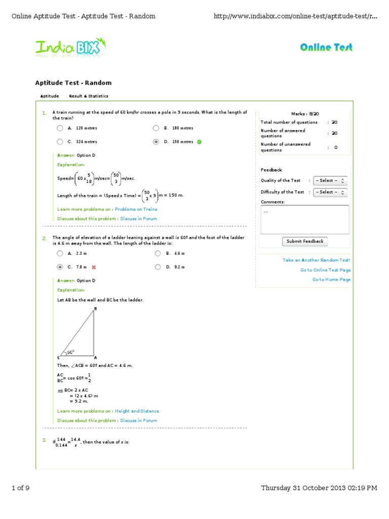 Online Aptitude Test - Aptitude Test - Random | Download Free PDF ...