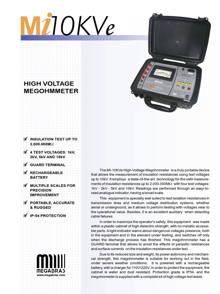 High Voltage Megohmmeter | PDF | Insulator (Electricity) | Rechargeable ...