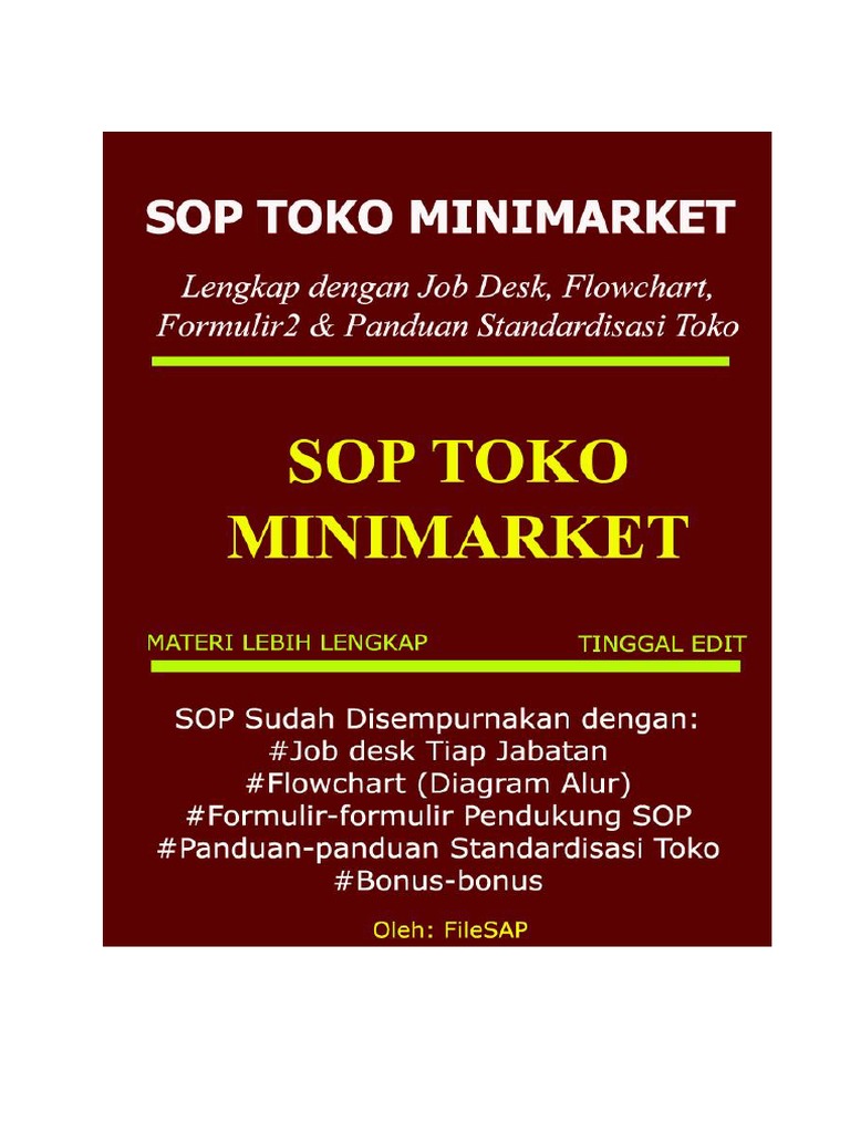 SOP Toko Minimarket Lengkap Dengan Flowchart Dan Formulir | PDF