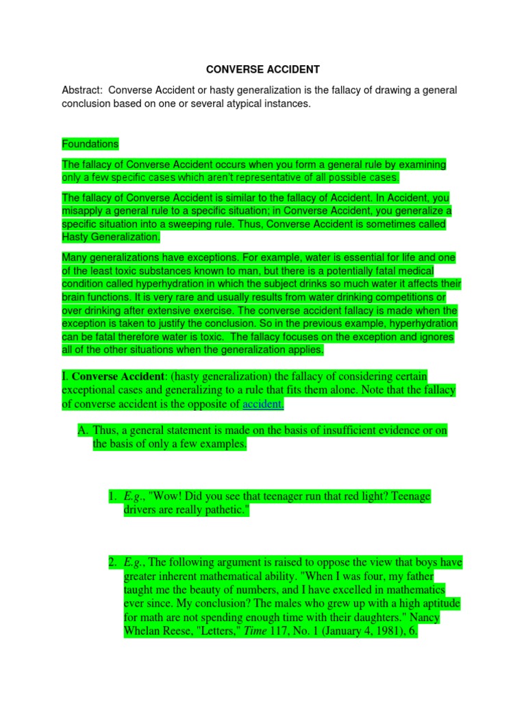 Converse Accident | PDF | Fallacy | Causality