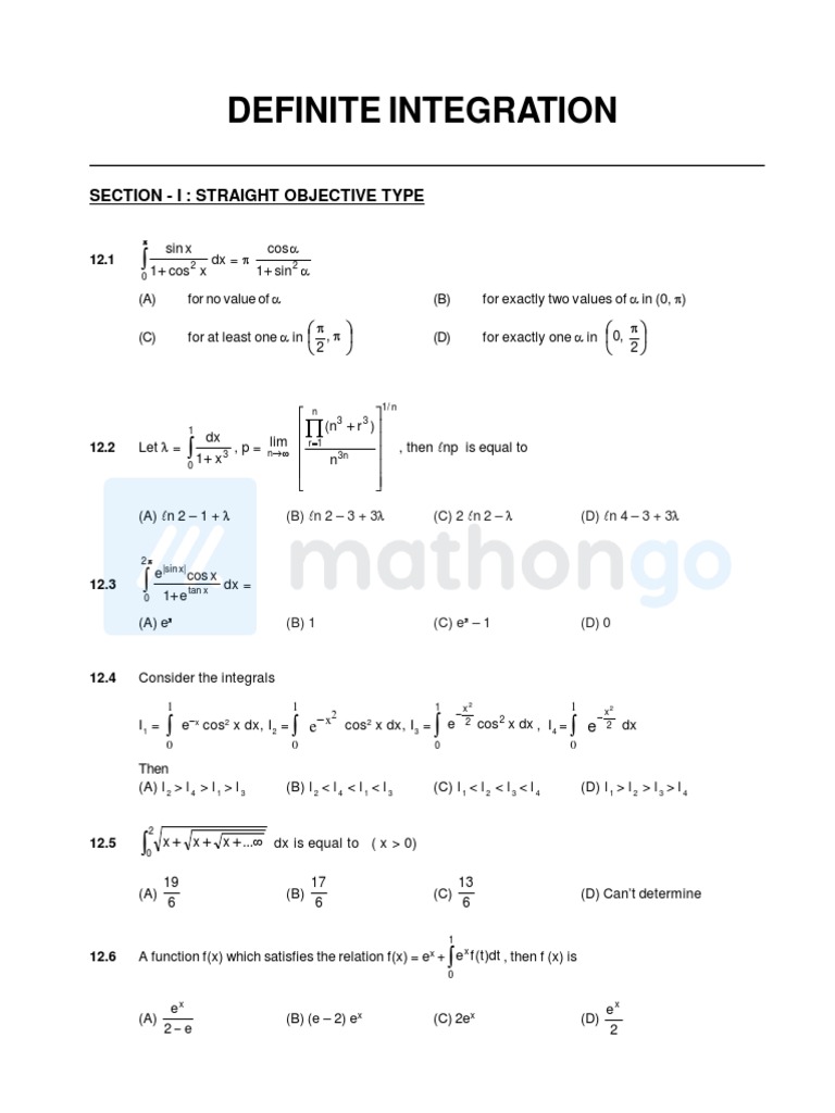 Definite Integration | PDF | Series (Mathematics) | Trigonometric Functions