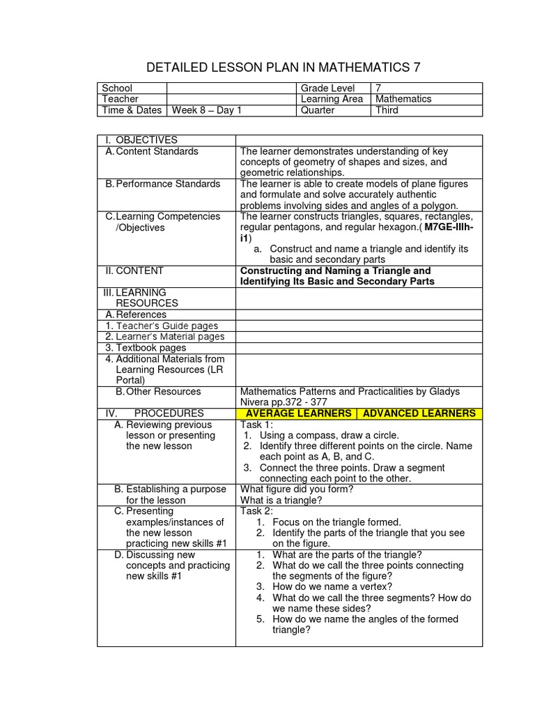 Constructing Triangles & Identifying Parts | PDF | Triangle | Geometry