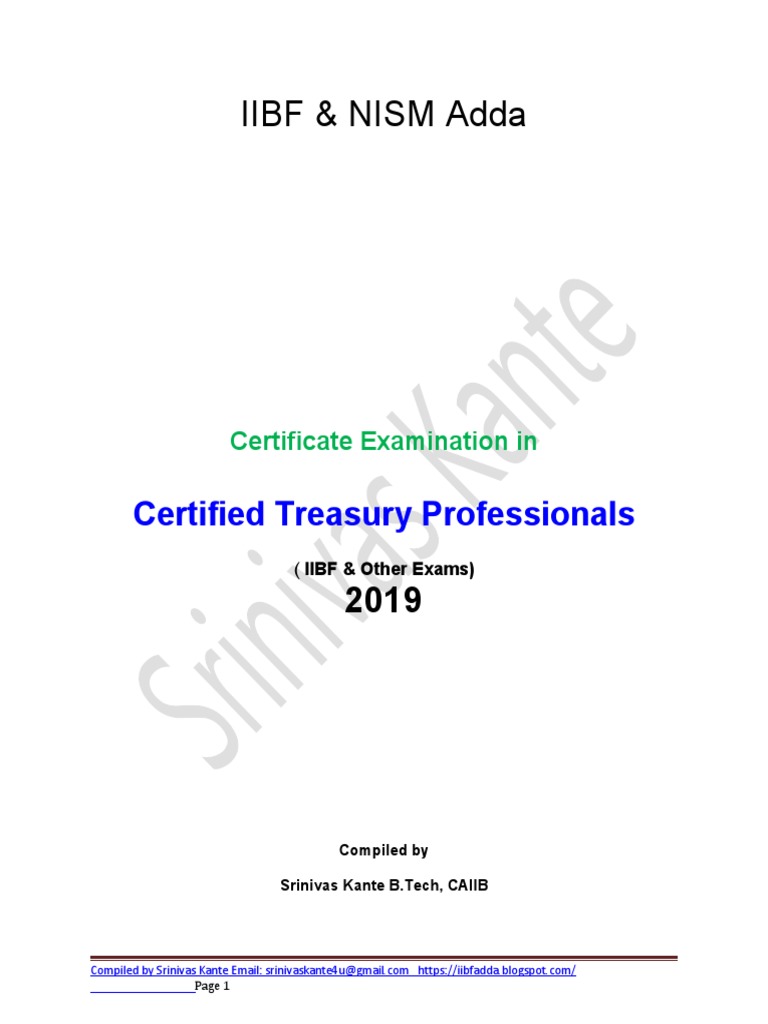Certified Treasury Proffessional | Certificate Of Deposit | Financial ...