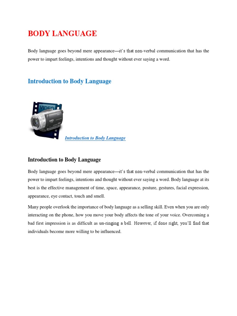 Sales Body Language | Download Free PDF | Body Language | Nonverbal ...