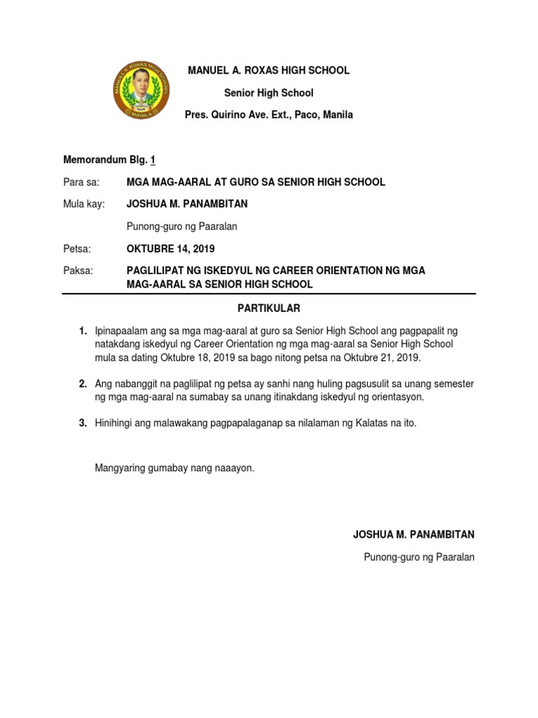 Memorandum BLG 1 | PDF