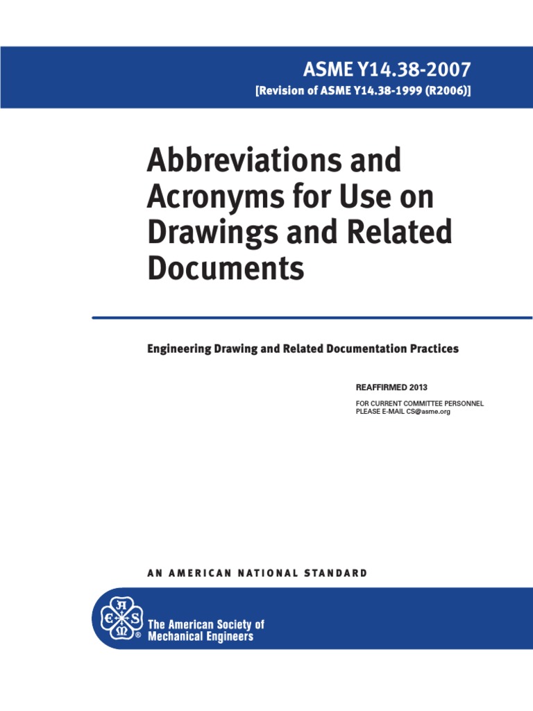 Abbreviations and Acronyms For Use On Drawings and Related Documents ...
