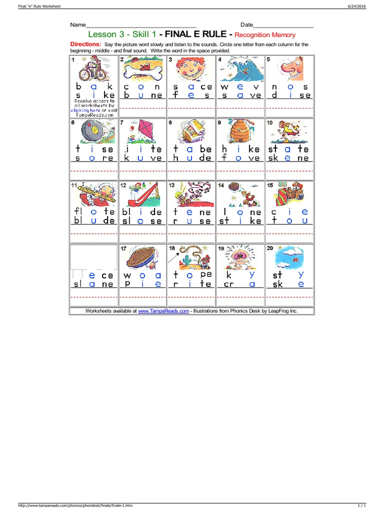 Final E Rule Recognition Worksheet | PDF