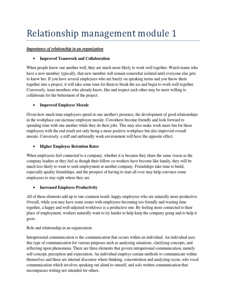 Relationship Management Module 1 | PDF | Interpersonal Communication ...