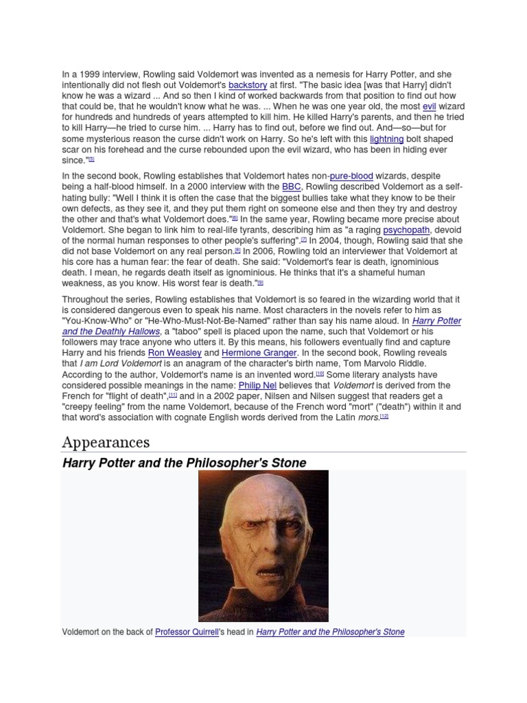 Voldemort | PDF | Children's Literature | Harry Potter